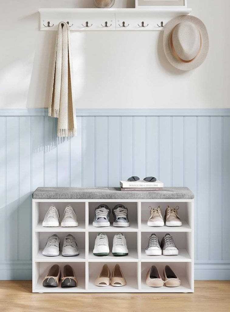 Lavice (botník) Maki 30x79x48 cm, bílá a šedá | postel.cz